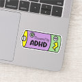 Powered by ADHD | Purple & Green Battery Sticker | Zazzle