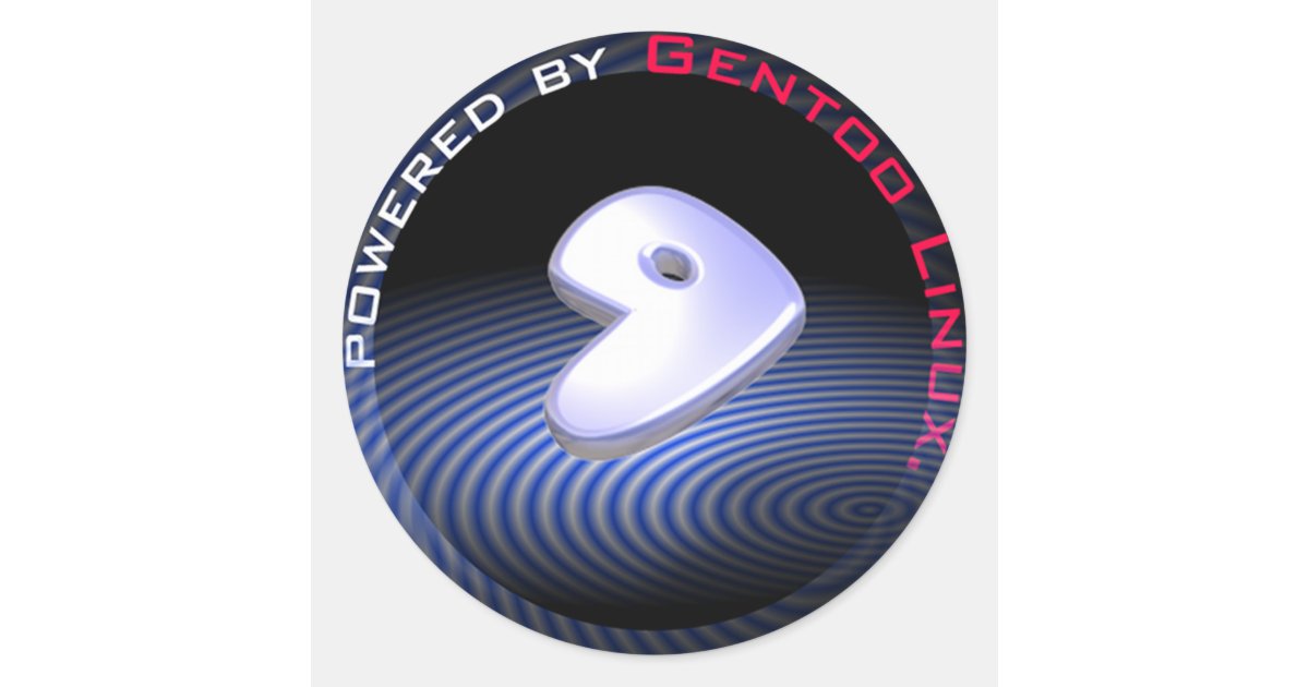 POWERED BY Gentoo Linux Classic Round Sticker | Zazzle