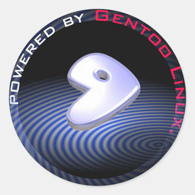 POWERED BY Gentoo Linux Classic Round Sticker | Zazzle