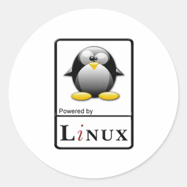 Powered by Linux Classic Round Sticker | Zazzle