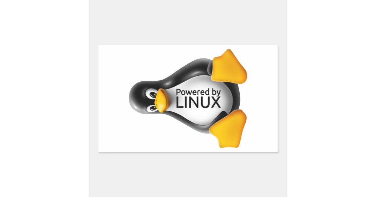 Powered by Linux Rectangular Sticker | Zazzle