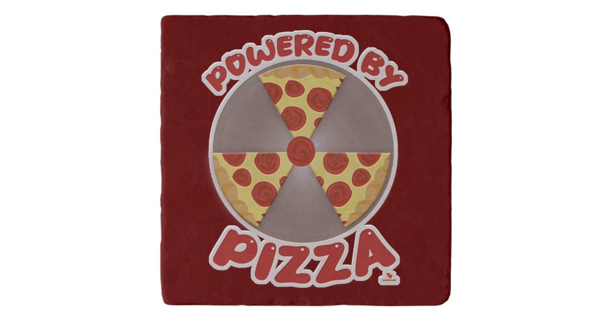 Powered By Pizza Funny Food Goofy Slogan Trivet | Zazzle