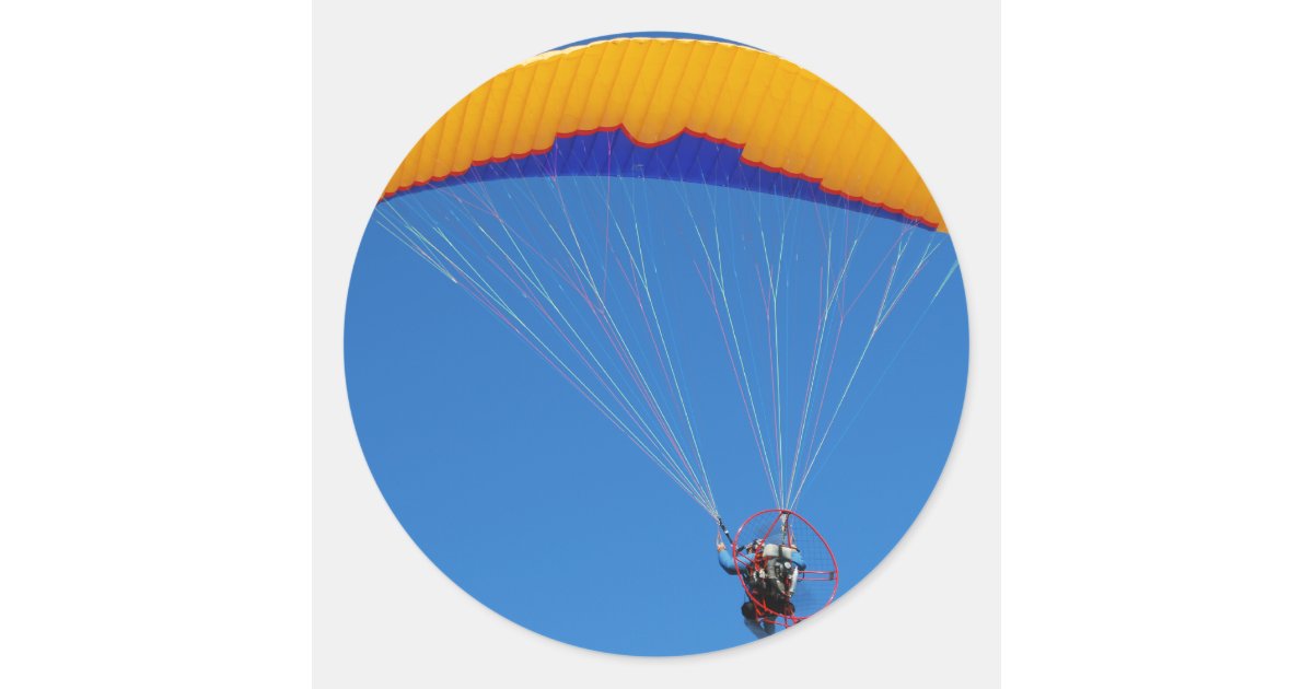 Powered Paraglider Classic Round Sticker | Zazzle