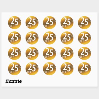 Powerful 25% OFF SALE Sign | Gold Classic Round Sticker | Zazzle
