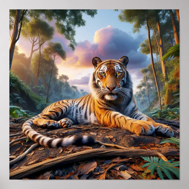 Powerful Bengal Tiger in the Wild Jungle Poster | Zazzle