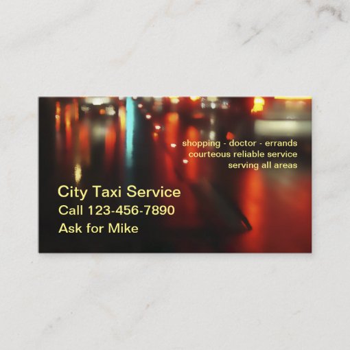 Powerful Simple Taxi Service Business Card | Zazzle