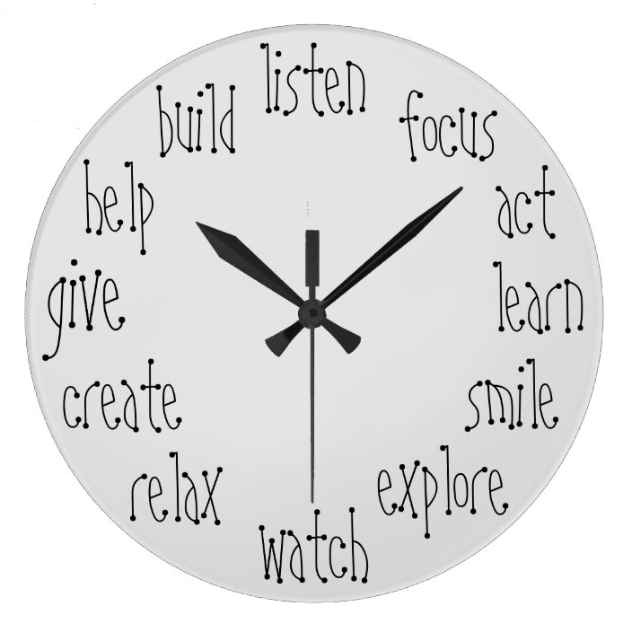 Powerful Verbs Cool Inspirational Large Clock | Zazzle.com