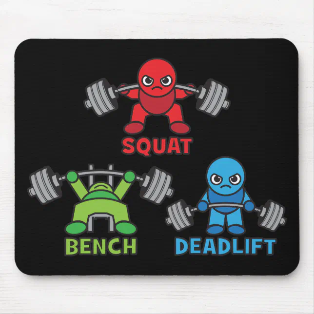 Powerlifting Kawaii - Squat, Bench Press, Deadlift Mouse Pad | Zazzle