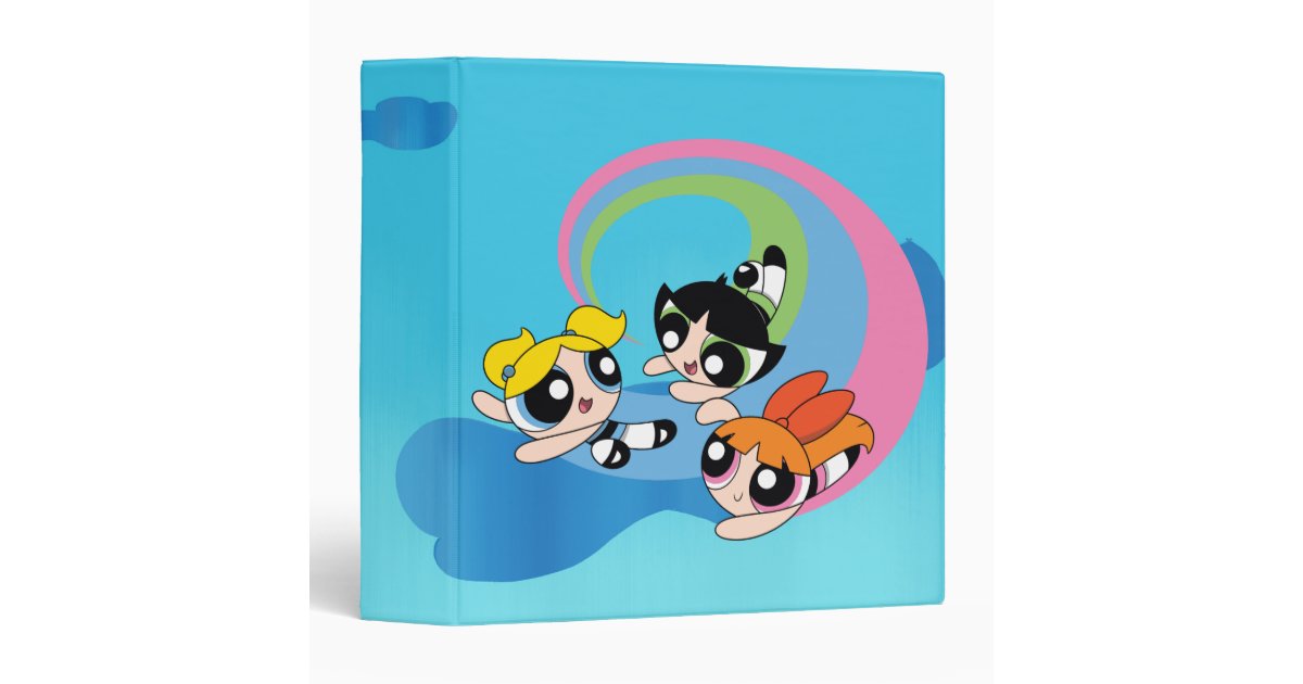 Powerpuff Girls Fly Through The Sky 3 Ring Binder | Zazzle