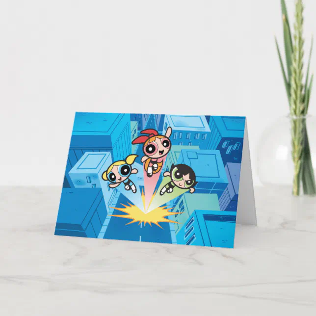 Powerpuff Girls Launch Into The Air Card | Zazzle