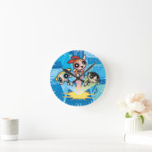 Powerpuff Girls Launch Into The Air Round Clock | Zazzle