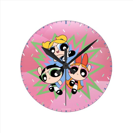 Powerpuff Girls Powfactor Round Clock | Zazzle.com
