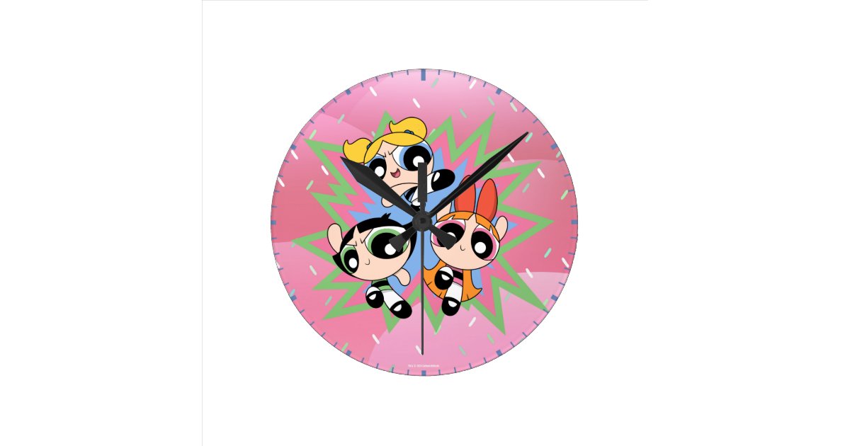 Powerpuff Girls Powfactor Round Clock | Zazzle.com
