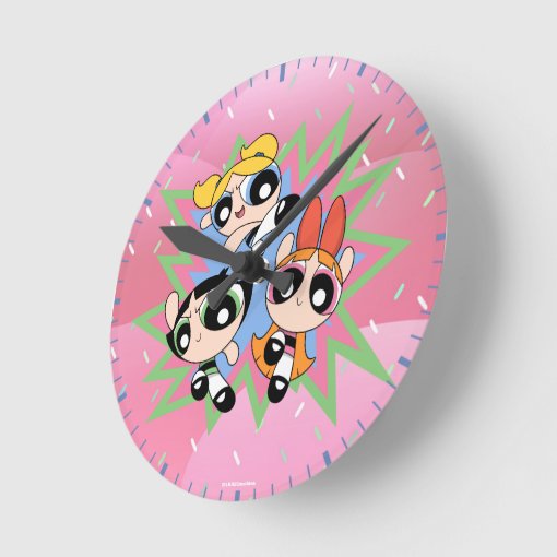 Powerpuff Girls Powfactor Round Clock | Zazzle