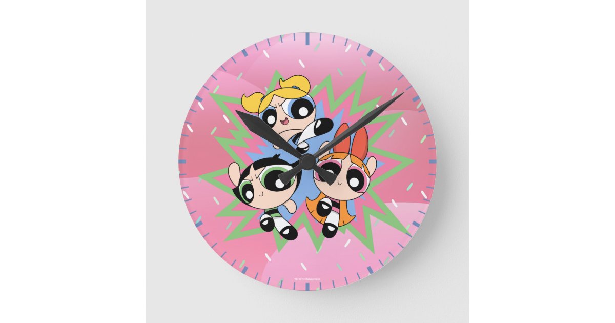 Powerpuff Girls Powfactor Round Clock | Zazzle