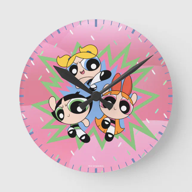 Powerpuff Girls Powfactor Round Clock | Zazzle