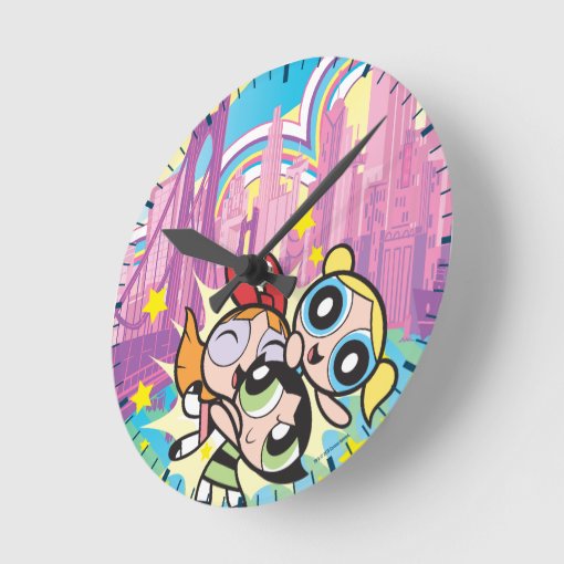 Powerpuff Girls Rule Round Clock | Zazzle