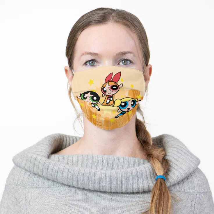 Powerpuff Girls Save The Day Adult Cloth Face Mask | Zazzle