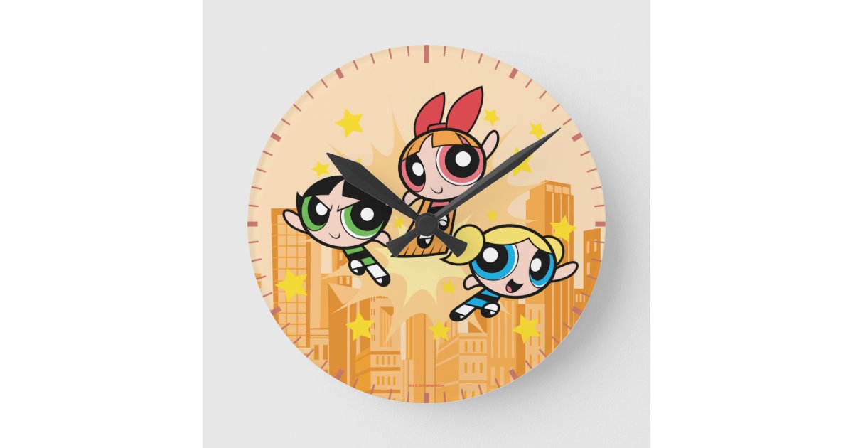Powerpuff Girls Save The Day Round Clock | Zazzle