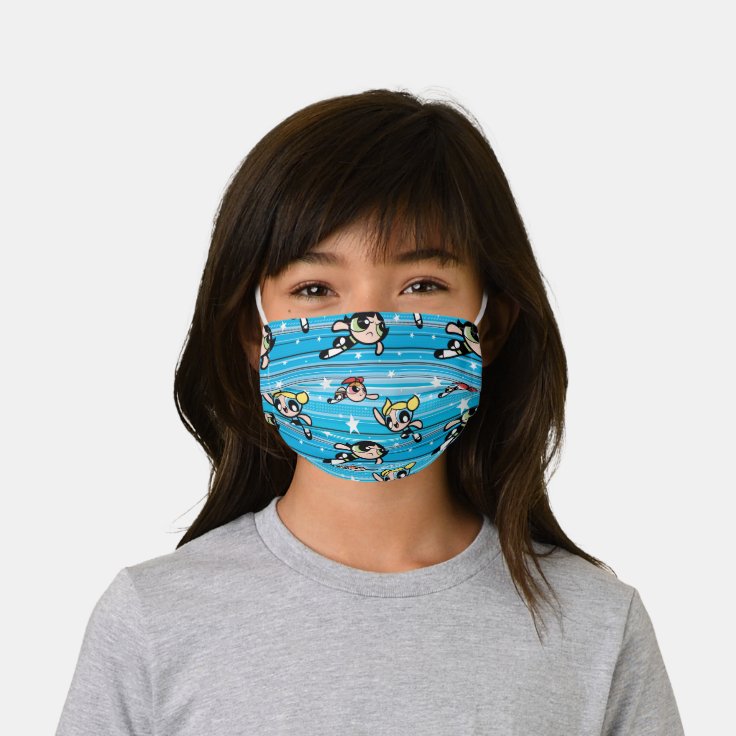 Powerpuff Girls Star Pattern Kids' Cloth Face Mask | Zazzle