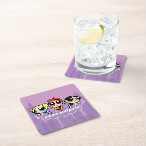 Powerpuff Girls Team Logo Square Paper Coaster | Zazzle