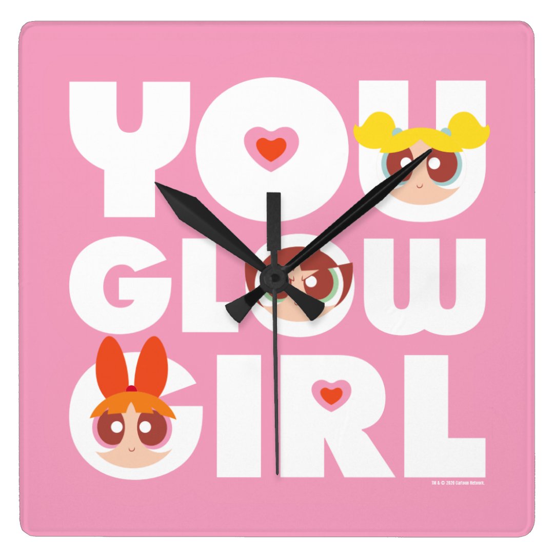 Powerpuff Girls: You Glow Girl Square Wall Clock | Zazzle