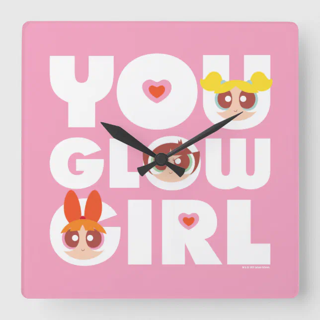 Powerpuff Girls: You Glow Girl Square Wall Clock | Zazzle