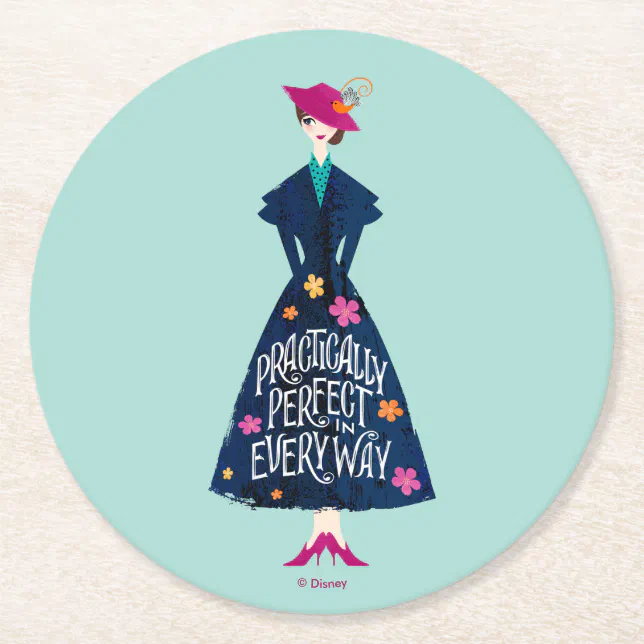 Practically Perfect in Every Way Round Paper Coaster | Zazzle