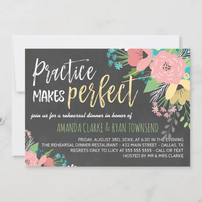 Practice Makes Perfect Chalkboard Rehearsal Dinner Invitation | Zazzle