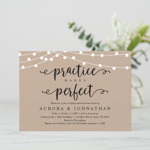 Practice makes Perfect, Rustic Rehearsal Dinner Invitation | Zazzle