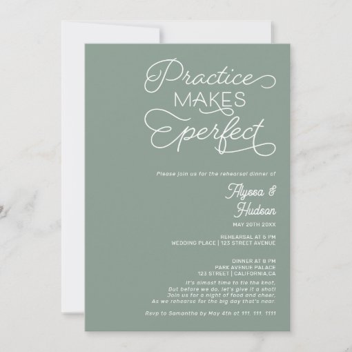 Practice perfect green wedding rehearsal dinner invitation | Zazzle