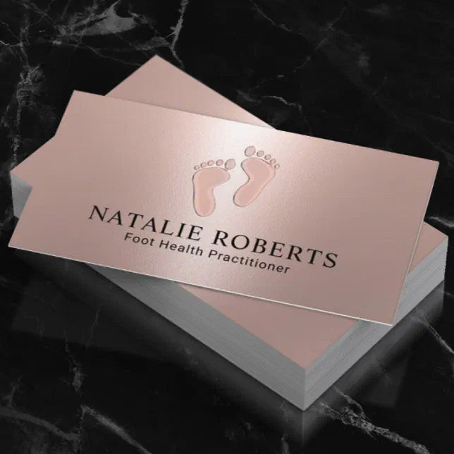 Practitioner Modern Rose Gold Foot Care Business Card | Zazzle