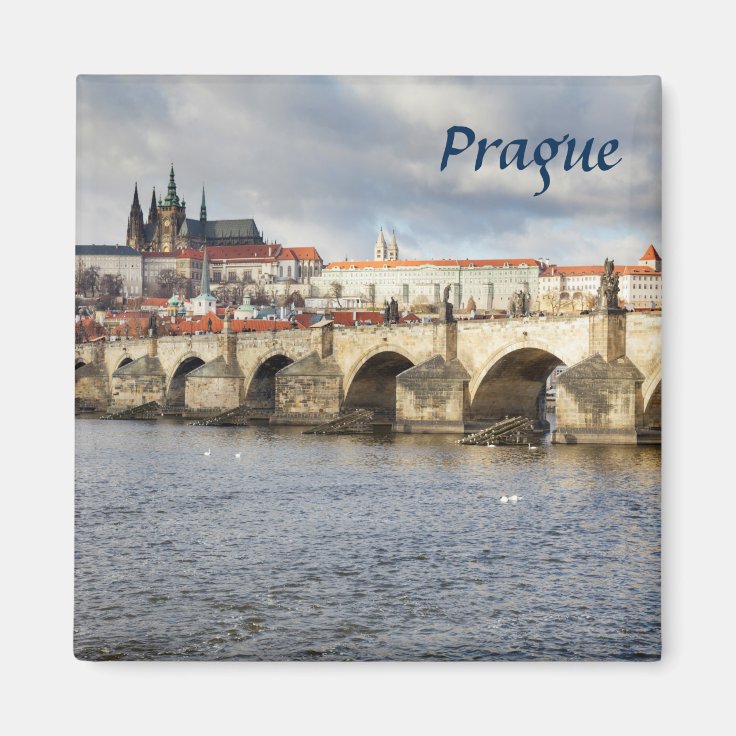 Prague Castle and Charles Bridge souvenir photo Magnet | Zazzle