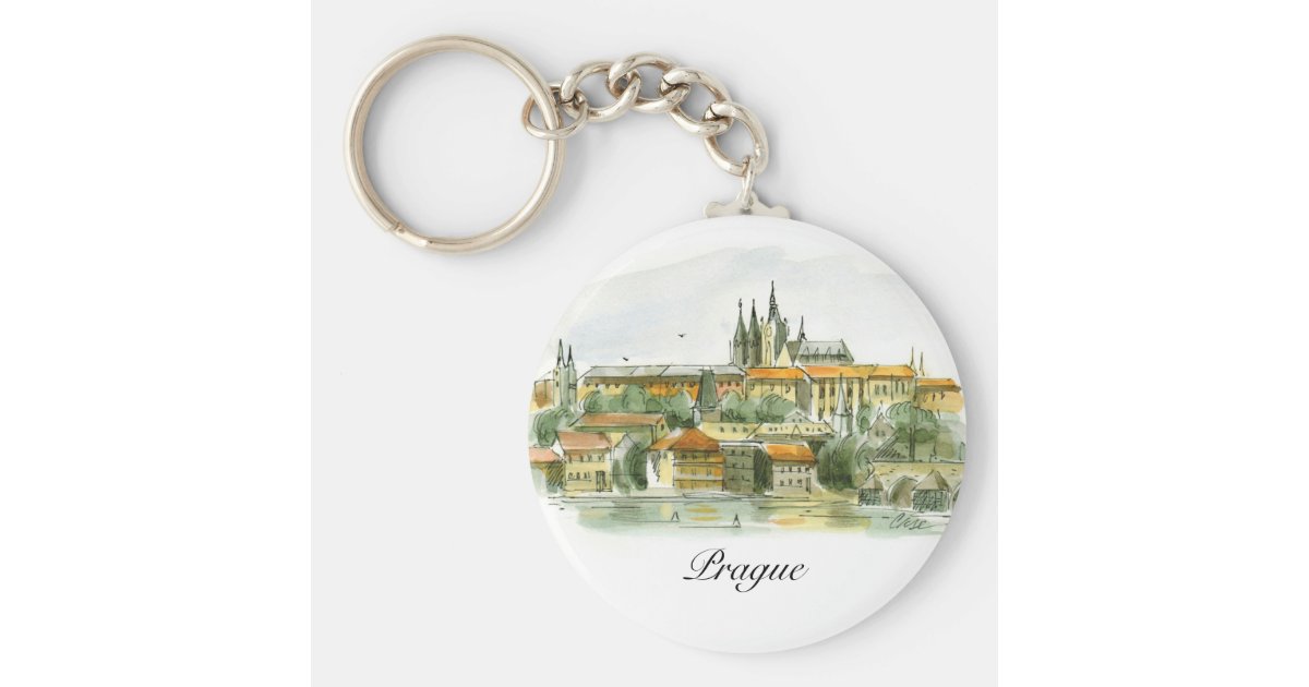 Prague Castle basic button key chain | Zazzle
