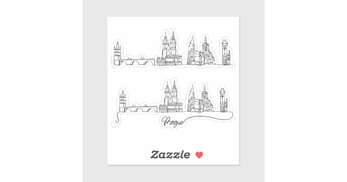 Prague City Skyline Sticker | Zazzle