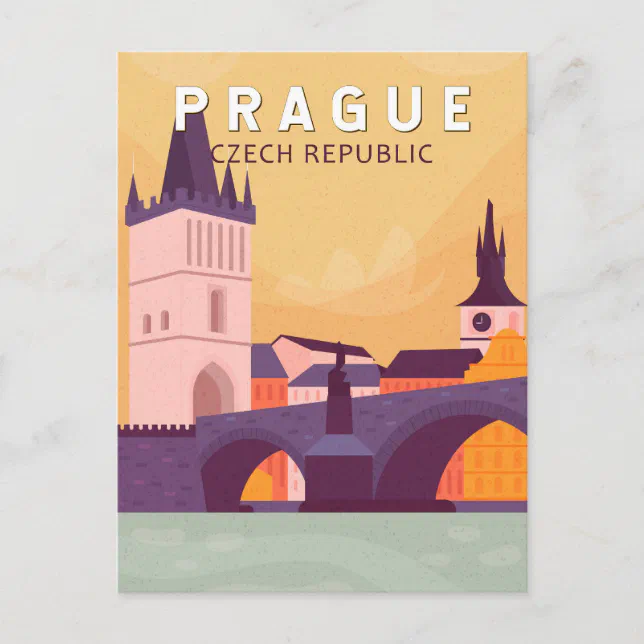 Prague Czech Republic Travel Art Vintage Postcard | Zazzle