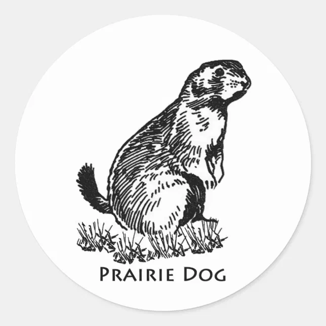 Prairie Dog Logo (line art) Classic Round Sticker | Zazzle