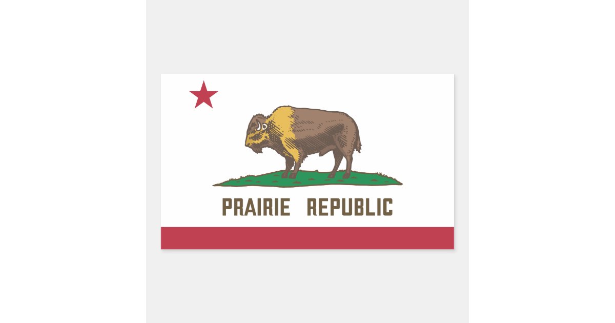 Prairie Republic Bison Flag Great Plains Rectangular Sticker | Zazzle
