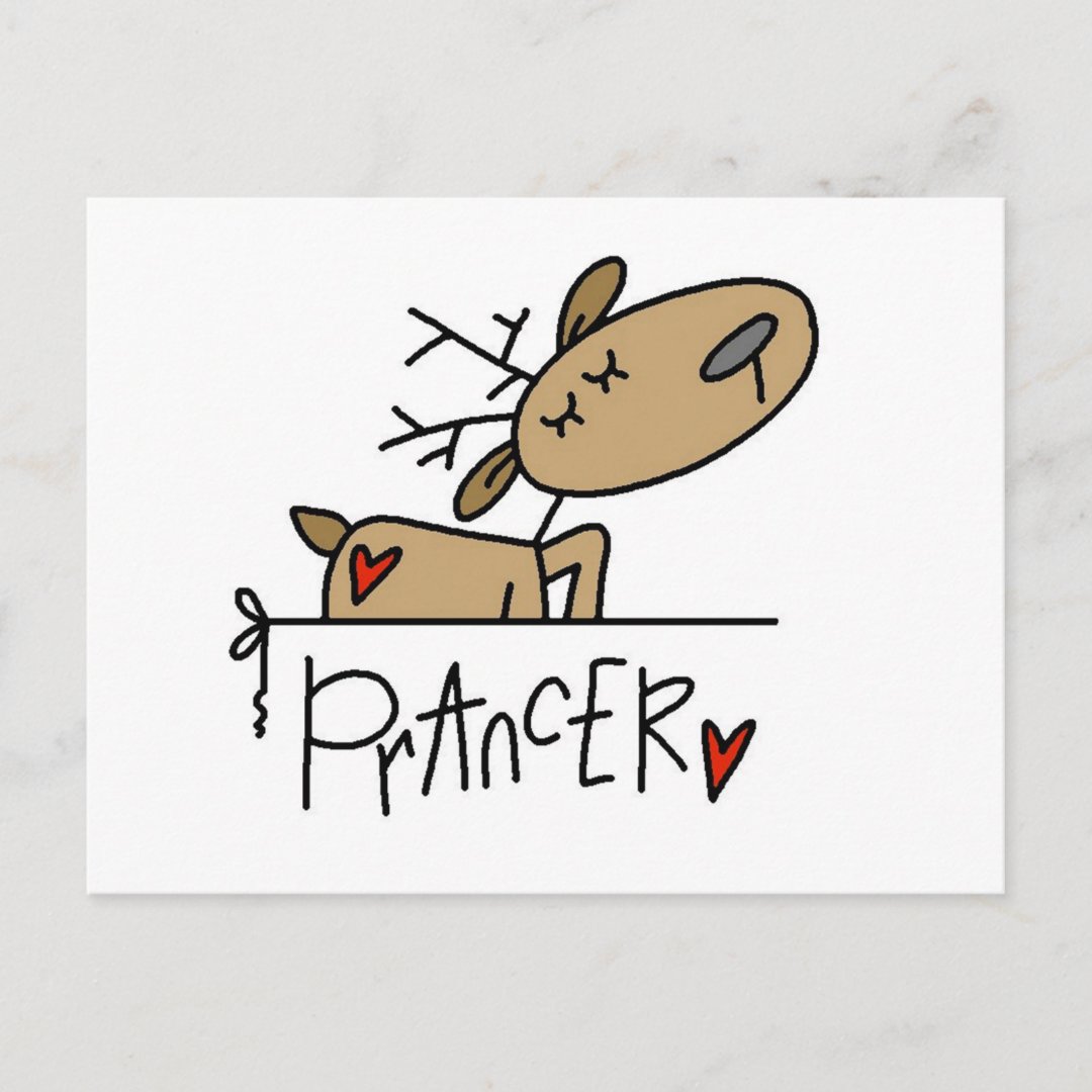 Prancer Reindeer Tshirts and Gifts Postcard | Zazzle