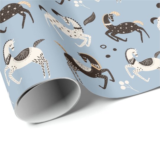 Prancing Folk Art Circus Horses All Occasion Wrapping Paper | Zazzle.com