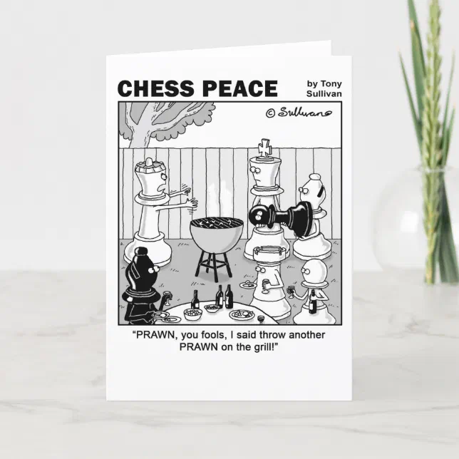 Prawn of the Grill Chess Peace Cartoon Card | Zazzle