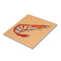 Prawn shrimp seafood kitsch art ceramic tile | Zazzle
