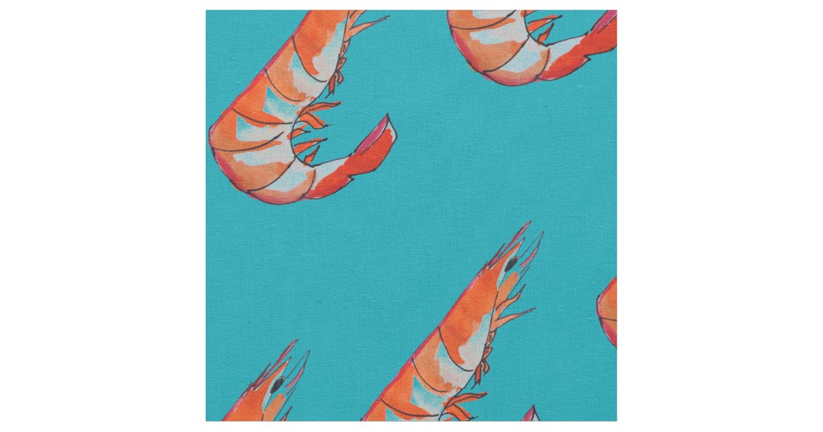 prawn / Shrimp seafood kitsch Fabric | Zazzle