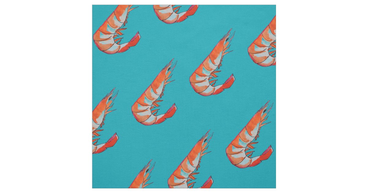prawn / Shrimp seafood kitsch Fabric | Zazzle