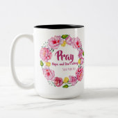 PRAY HOPE DON'T WORRY St. Padre Pio Flowers Two-Tone Coffee Mug | Zazzle
