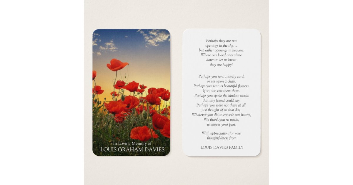 Prayer Cards | Beautiful Poppies | Zazzle