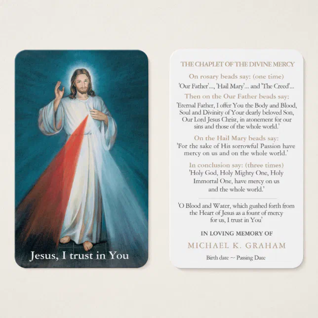 Prayer Cards | Divine Mercy Chaplet 01 | Zazzle