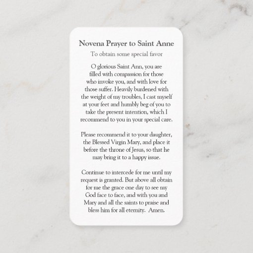 Prayer Cards | Novena Prayer to St Anne 2 | Zazzle
