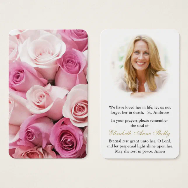 Prayer Cards | Roses In Shades of Pink | Zazzle