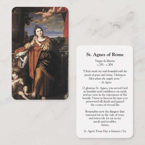 Prayer Cards | St. Agnes of Rome 1 | Zazzle
